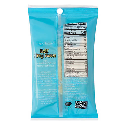 Happy Farms Light Mozzarella String Cheese, 10 oz